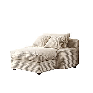 Verfur Comfy Deep Seat Oversized Chaise Lounge Indoor for Living Room, Solid Wood Sleeper Reclining Sofa Chair Modular Couch Bed with Thickened Cushions and Armrests for Bedroom