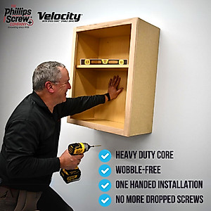 Velocity Cabinet Screws for Wood and T20 Torx Bits (Size #8 x 2 1/2"), – Zinc Plated Washer Head, Designed for Wood Screw Construction and DIY Projects (100 Count)