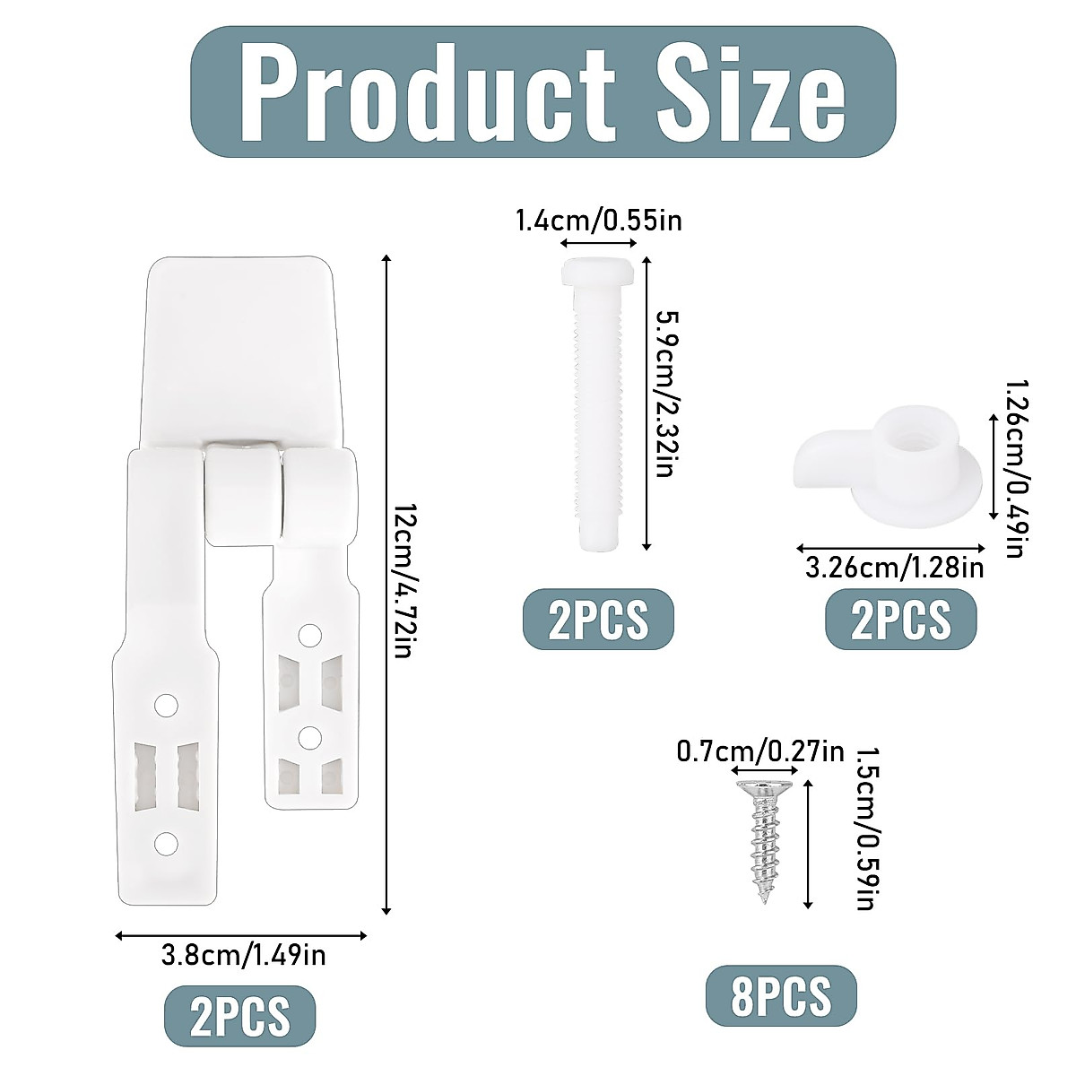 2 Pack Toilet Seat Hinge Replacement Toilet Plastic Bolts Kit with Screws and Nuts Plastic Toilet Seat Hardware is Suitable for Most Toilet Replacements and Repairs