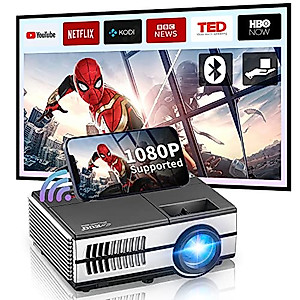 Mini WiFi Projector for Smart Phone, Portable Movie Projector Indoor Outdoor Cinema, Wireless Home Theater Projector 1080P HD Supported with Bluetooth/Android OS/HDMI/USB/AV for DVD TV Stick Laptop PC