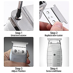 T Outliners Blades Compatible with Andis T Outliners Trimmer, Gtx Trimmer, T Outliners Replacement Blade (sliver steel T blade + sliver steel blade),2 PACK