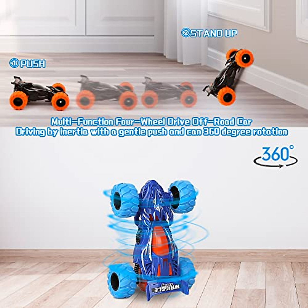 M SANMERSEN Monster Truck Car Toy, 2 Pack Turnable Head Monster Dragon Toys Friction Powered Cars Pull Back Toy Cars Set - Push and Go Toy Cars for Toddler Boys Girls Easter Gift