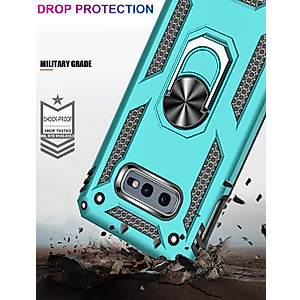IKAZZ for Galaxy S10e Case with Screen Protector,Military Grade Shockproof Cover Pass 16ft Drop Test with Magnetic Kickstand Car Mount Holder Protective Phone Case for Samsung Galaxy S10e Turquoise