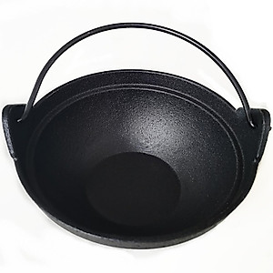 Hgjgwqh Japanese Style Cast Iron Shabu Shabu Hot Pot Sukiyaki Nabe with Wood Lid and Cooking Stove Traditional Nonstick Cookware Serveware for Sukiyaki Noodle Ramen Soup,20cm/7.9inch