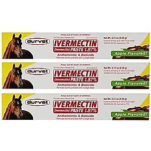 Durvet Ivermectin Paste 1.87% Removes worms and bots - 3 Pack