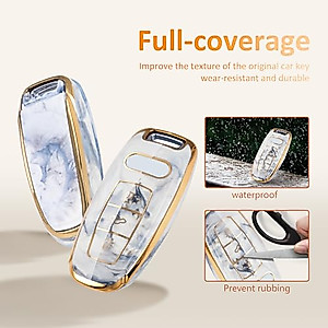 SWEETBOND Key Fob Cover with Keychain fit Audi A6L A6 A7 A8 Q7 Q8 E-Tron 2018-2022 A3 S3 S6 SQ7 RS6 S7 RS7 Smart Remote Control Protector white