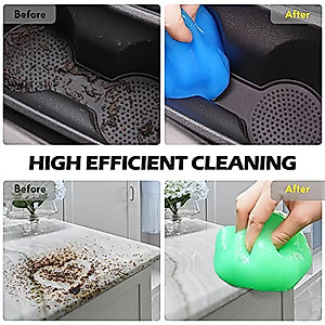 Simpower Car Cleaning Gel Putty: 2022 est Universal Detailing 3 Pack Reusable Keyboard Cleaner Unique Tinfoil Layer Design Putty for Interior Dash Printers Calculators 600G, Blue, Green, Yellow