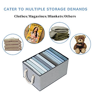 Large Fabric Storage Bins with Lids 3 Pack | Storage Bins for Shelves and Closet Organizers | Folding Rectangle Storage Bins with Handles for Cloth and Magazine,Gray,15"W x 10.5"D x 8.5"H
