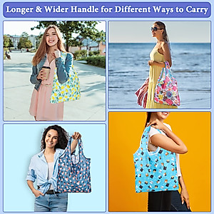 Shappy 30 Pcs Reusable Grocery Bags Christmas Foldable Shopping Totes Bags with Separated Zipper Storage Pouch Handles Lightweight Waterproof Reusable Bags Washable Cloth Grocery Bags (Floral Style)