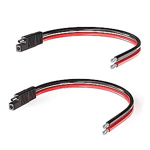 ELFCULB SAE Connector Cable,10AWG 1FT 2 Pin SAE Quick Connector Disconnect Plug for Solar Panel Car Motorcycle(2 Pack)