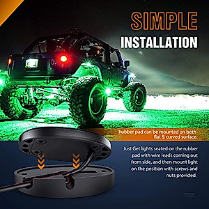Nilight LED Rock Light 4PCS Green Light Pods Waterproof Under Body Wheel Well Light Exterior Interior Lights for Car Truck Pickups ATV UTV SUV Motorcycle Boat, 2 Years Warranty