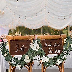 COCOBOO 5.9ft Eucalyptus Garland with Rose Flower Wedding Arch Flowers White Flower Garland for Wedding Arch Party Garden Decor (Champagne&White)