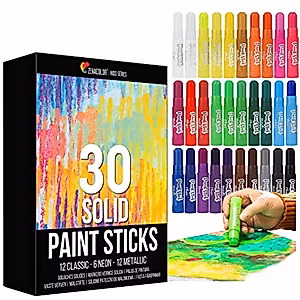 Tempera Paint Sticks (30 Large Paint Sticks) - Paint sticks for Kids Washable - Safe Arts and Craft Paint Sticks for Toddler or Child Use - For Wood Paint, Glass Paint, Rock Paint, or Poster Paint