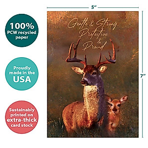 Tree-Free Greetings - Birthday Cards - Artful Designs - 1 Card + Matching Envelope - Made in USA - 100% Recycled Paper - 5"x7" - Deer Qualities (GO65473)