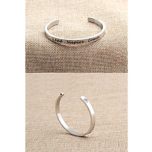 FEELMEM Cheerleader Bracelet Lead Inspire Coach Cuff Bangle Bracelet,Cheer Jewelry(SILVER)