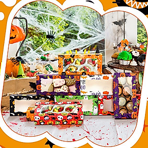 ReliThick 36 Pcs Halloween Cookie Boxes with Window 12 x 5.5 x 2.5 Inch Halloween Bakery Box Treat Boxes Dessert Boxes with Window for Cupcake Donuts Candies Pies Halloween Party Favors