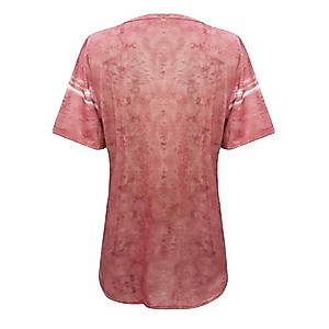 Aniywn Plus Size T-Shirt,Women Summer Casual O-Neck Short Sleeve Printing Patchwork Tunic Tops Basic Shirts Wine