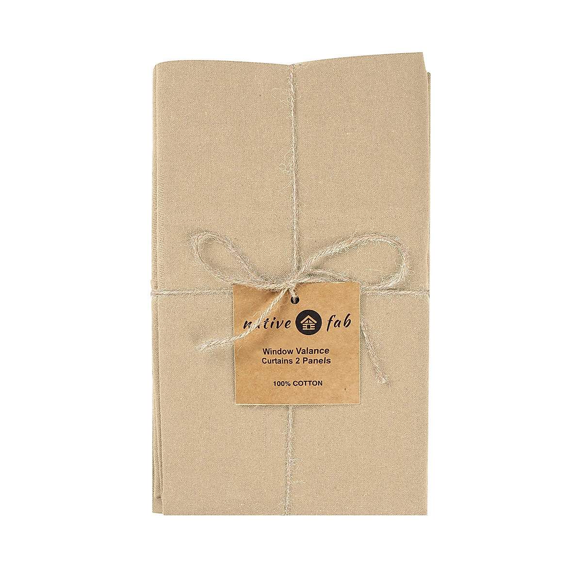 Native Fab Set of 2 Valance Curtains for Windows 54"x18" for Living Room Bedroom Kitchen Windows Bathroom, Farmhouse Vintage Curtain Valances Rod Pocket - Beige Natural