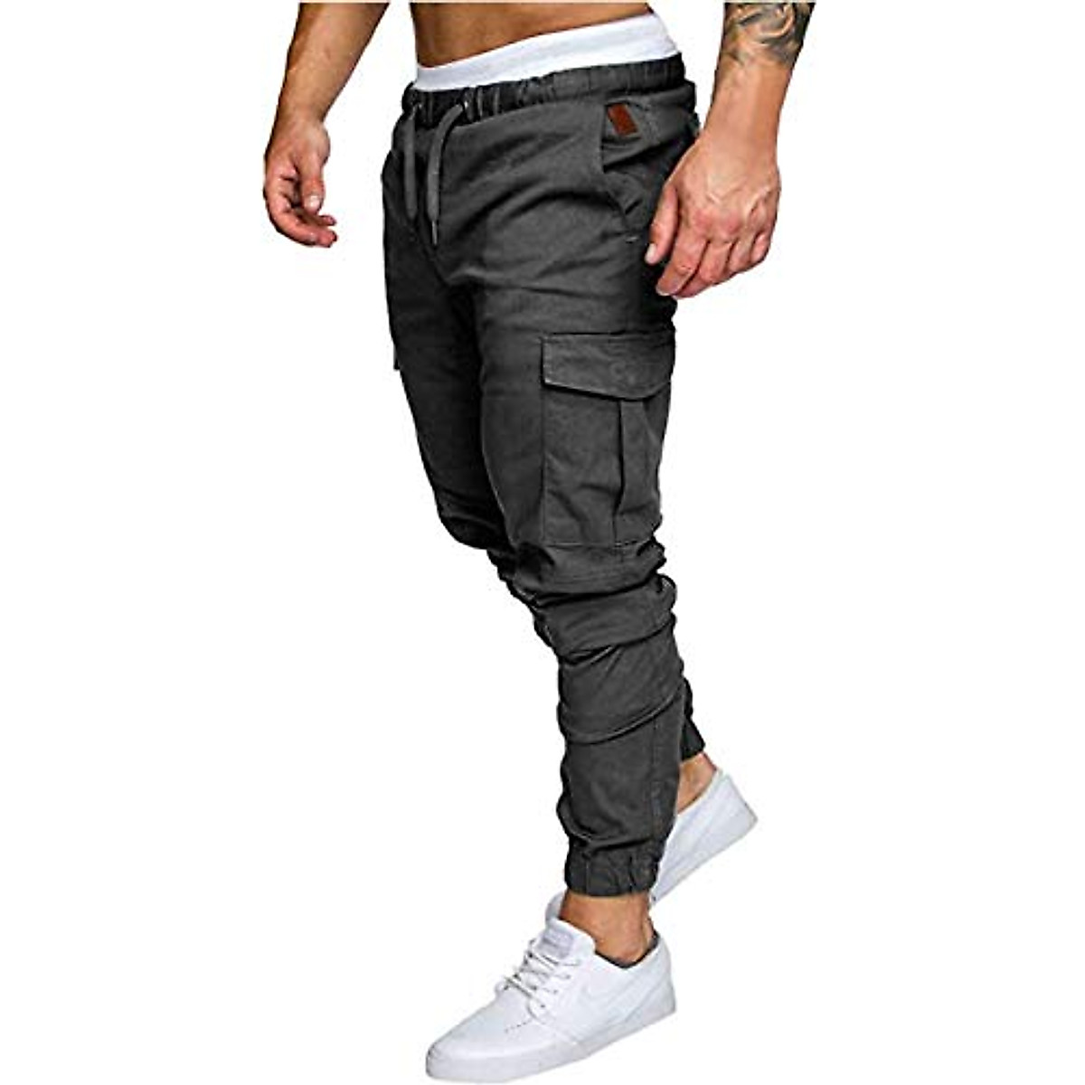 Leward Mens Fashion Joggers Sports Pants Slim Fit Casual Jogger Pant Chino Sweatpants Trousers Mens Long Pants (Dark Grey, M)