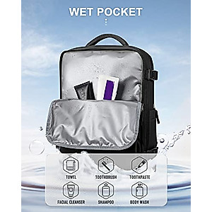 bergsalz Black Travel Backpack Essentials For Women Men Airline Approved Personal Item Travel Bag Carry On Bag Gym Waterproof Backpack Purse College Laptop Bag