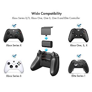 ElecGear Lithium ion Battery Pack for Xbox Wireless Controller, 2X 1200mAh Li-ion Rechargeable Battery for Xbox Series X/S, Xbox One Video Game Controller with 2X Play and Charge USB Cable