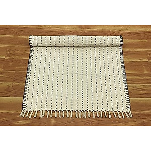 Casavani Boho Bathroom Rug Machine Washable Throw Rugs Bohemian Geometric Area Rug with Tassels Hand Woven Farmhouse Kitchen Sink Rug for Dining Room Bedroom 12x18 Feet