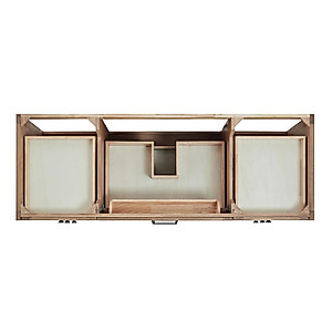 ARIEL 61'' Bathroom Vanity with Sink, American White Oak Solid Wood, 1.5" Edge Pure White Quartz Countertop and Backsplash, Rectangle Sink, Soft Closing Doors, Dovetail Drawers, Matte Black