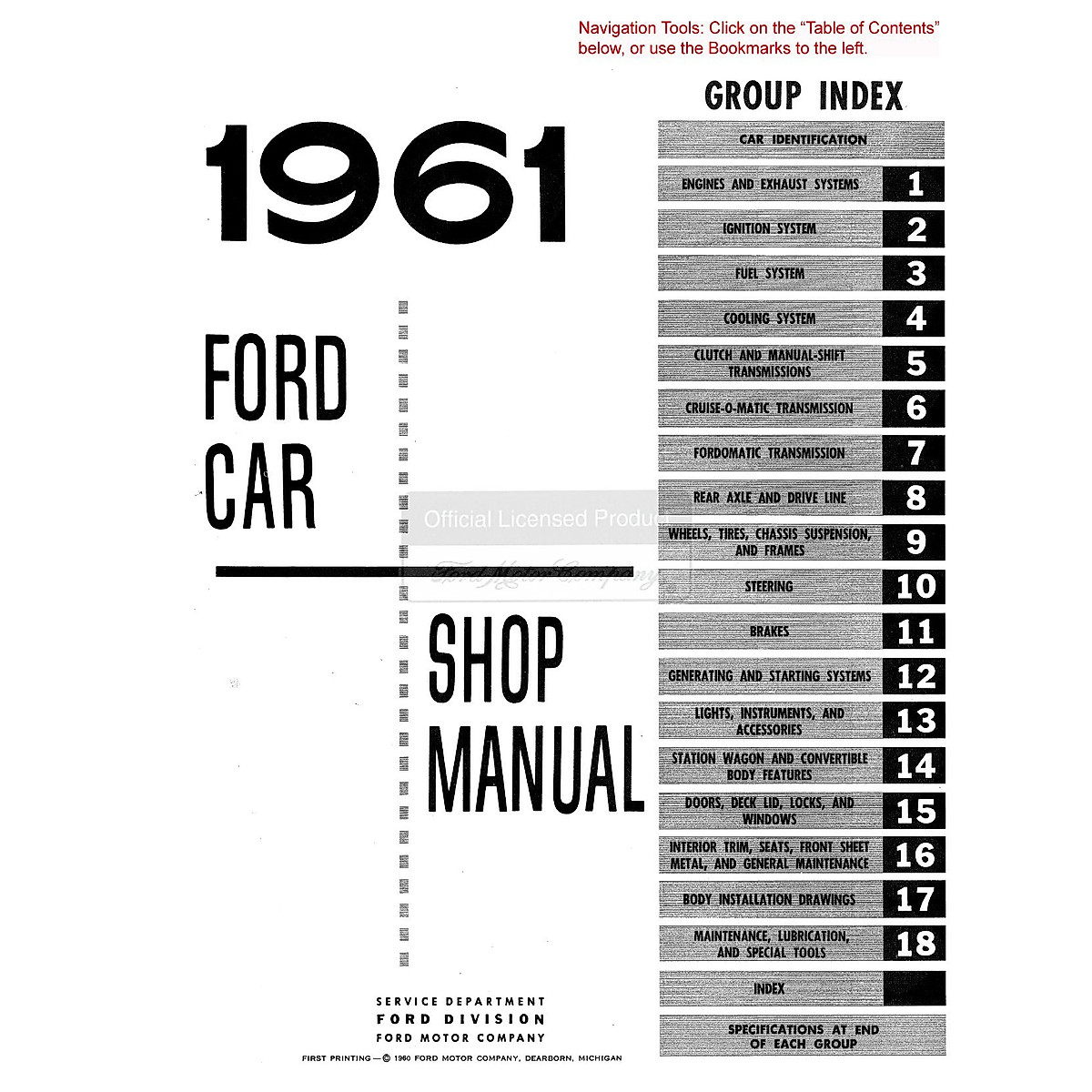 1961 Ford Fairlane Falcon Galaxie Shop Service Repair Book Manual Engine Wiring