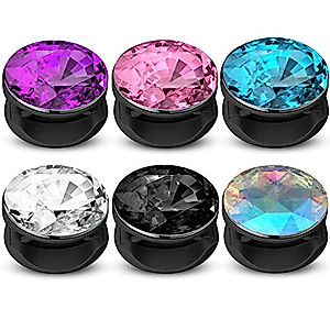 6 Pieces Plastic Disco Crystal Phone Grip Collapsible Crystal Phone Grip Holder Adhesive Foldable Expanding Finger Stand Holder Kickstand Grip for Smartphone and Tablets