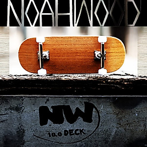 NOAHWOOD Wooden Fingerboard Complete Set (Noah Team 9S Short Nose Short Tail Deck) Hand Mould Made(+34mm Prince Silvery Trucks)(+NW Handmade PRO Wheels ii)(Brown)