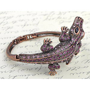 Alilang Copper Tone Amethyst Colored Rhinestones Alligator Crocodile Bangle Bracelet