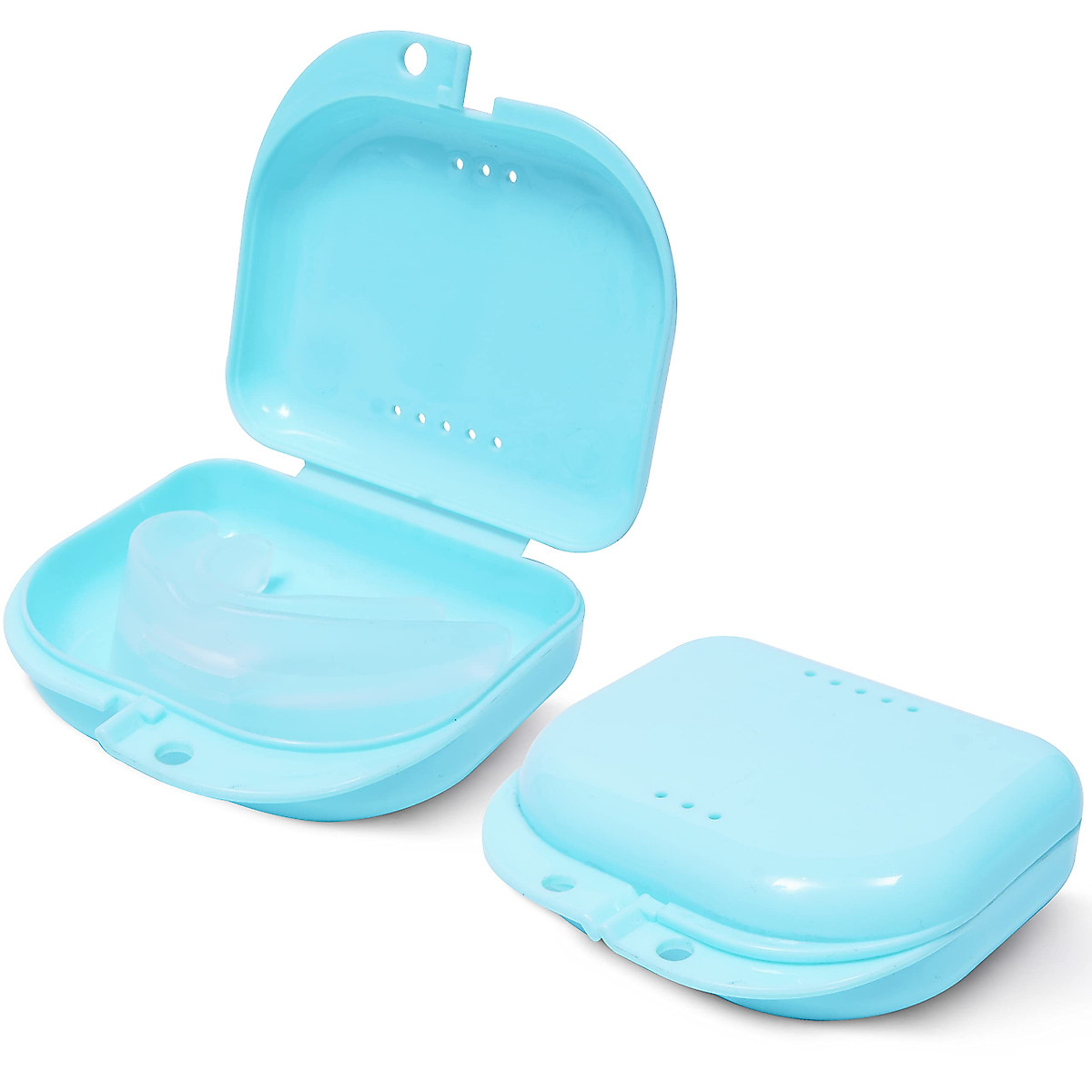 Orthodontic Retainer Case -2 Pack Night Mouth Guard Case Holder with Vent Holes - Cute Denture case with Tight Snap Lock-Durable Retainer Container case for Travel, Household & Office 3.14x3.14x1.1