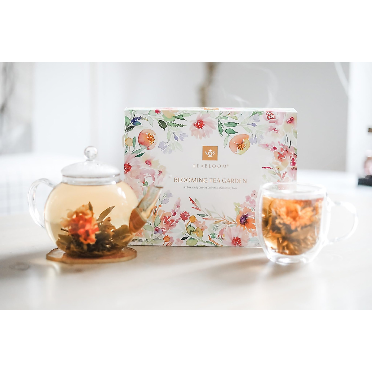 Teabloom Flowering Tea Chest - Curated Collection of 12 Gourmet Flowering Teas - Packaged in Beautiful Gift-Ready Tea Box