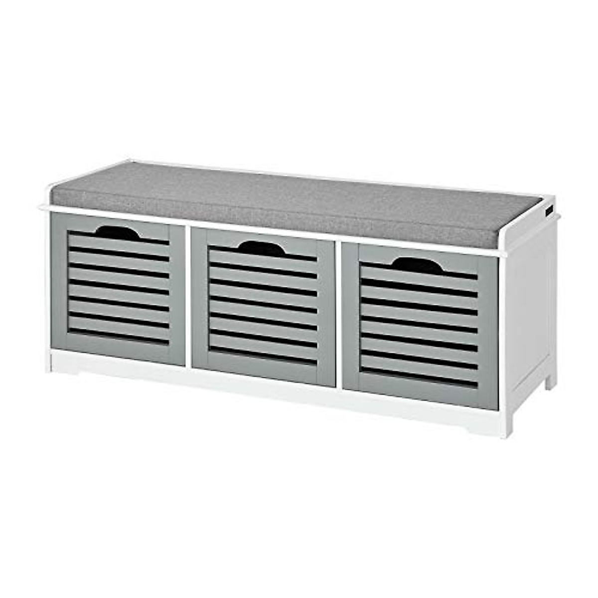 Haotian FSR23-HG, Storage Bench with 3 Drawers & Padded Seat Cushion, Hallway Bench Shoe Cabinet Shoe Bench