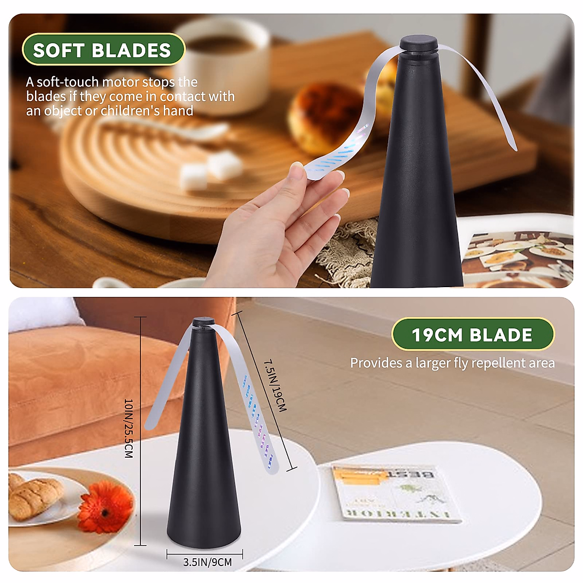 Fly Fans for Tables Fly Repellent for Outdoor Bug Fan Bugs Fly for Indoor Fly Insect Traps Fan Keep Flies and Bugs Zapper Table Patio Fly Fans Deterrent 3Pcs