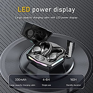 EKIDAZ Wireless Bluetooth 5.3 Ear-Mounted Sport Headphone, Earphones HD Noise Cancelling with Large Screen Digital Display, 9D Stereo Earphones in-Ear Headset for Sports/Games (Black)