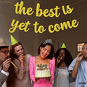 Glitter, The Best Is Yet To Come Banner - 10 Feet, No DIY | Congratulations Banner for Congratulations Decorations | Farewell Decorations Party | The Best Is Yet To Come Sign for Wedding Decorations