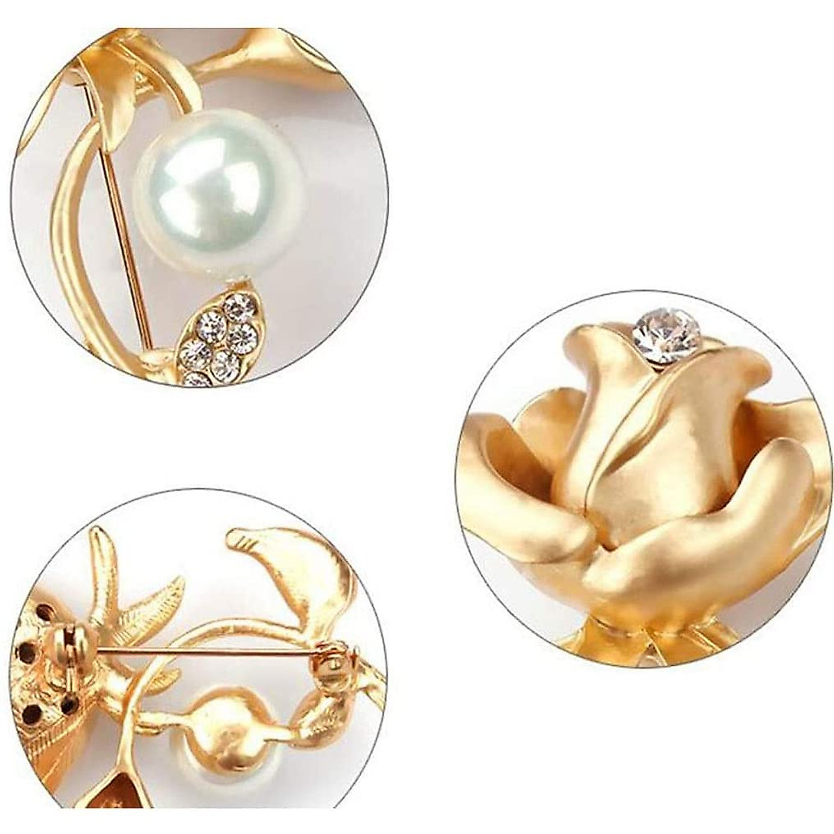 Brooches Brooch Pin Rhinestone Pearl Brooch Floral Diamond Brooch Girl Lady Jewelry Wedding Party Birthday Gift Gold Bow Gold Silver