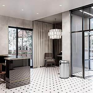 WELYFE 17 Gallon Open Top Trash Can, Round Stainless Steel Trash Can, Commercial Trash Can, 65 L(Open Top), Silver