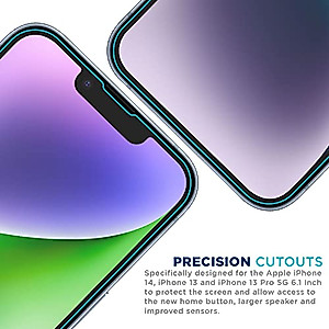Tech Armor Ballistic Glass Screen Protector for iPhone 14, iPhone 13 and 13 Pro [6.1 Inch] Display 3 Pack Tempered Glass, Case Friendly