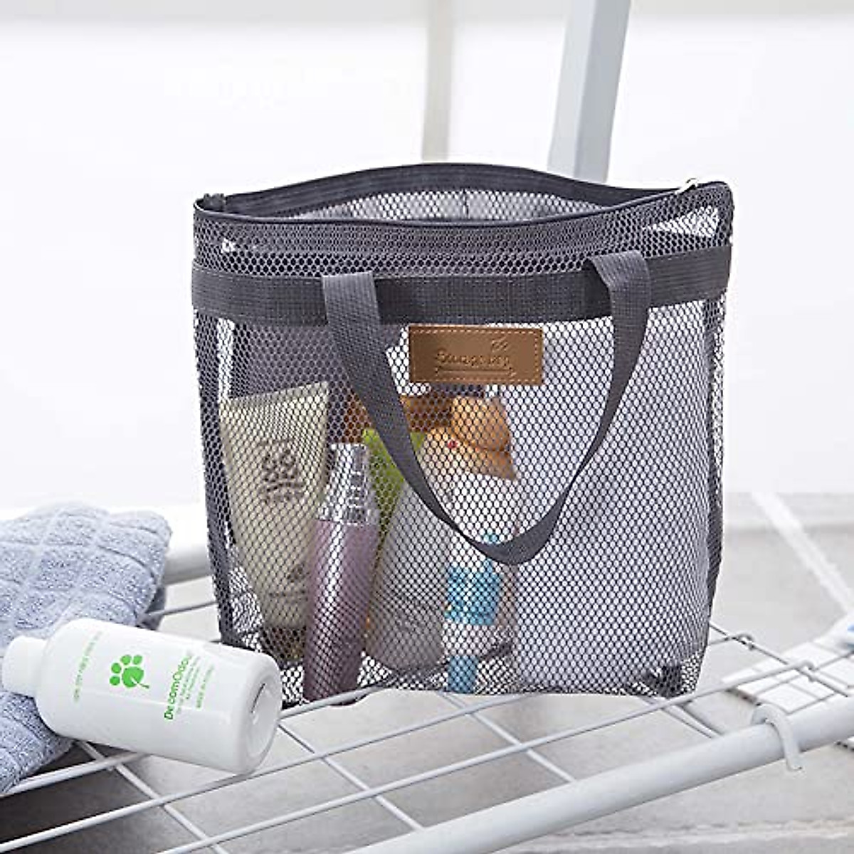 huihaochenggong 2 Pack Mesh shower caddy shower bag 12.5x10.5'' Portable Shower Tote Mesh Shower Caddy Quick Dry Shower Bag with Zipper shower caddy portable For Gym, Travel, Camp, Beach