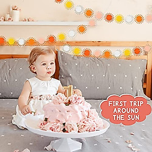 20 Pcs Boho Sun Garland Felt First Trip Around The Sun String Banner Hippie Boho Sun Party Supplies Indoor Outdoor Party Decoration for Baby Shower Wedding Birthday Party Decorations (Sun)