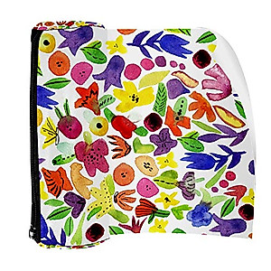 Watercolor Flowers Painting Pattern Pencil Bag Pen Case Stationary Case Pencil Pouch Desk Organizer Makeup Cosmetic Bag for School Office