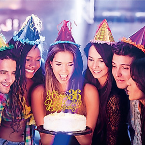 Happy 36th Birthday Cake Topper, 36th Anniversary Party Supplies, 36 Years Old Birthday Party Decoration - Gold Glitter