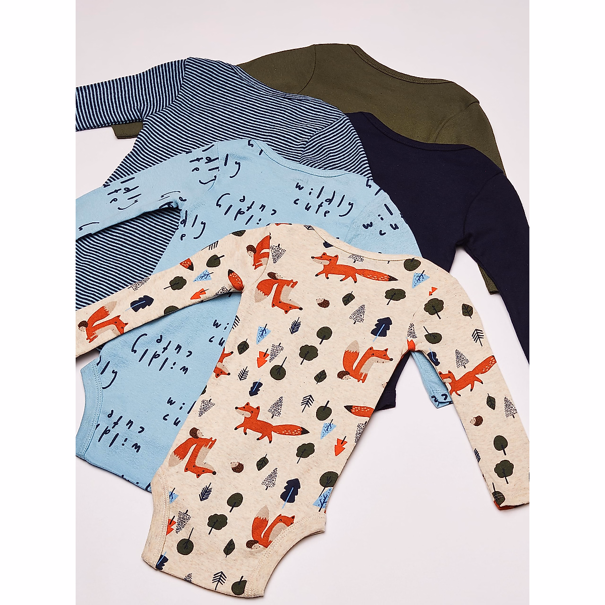 Gerber Baby Boy's 5-Pack Long-Sleeve Onesies Bodysuit, Blue Fox, Newborn