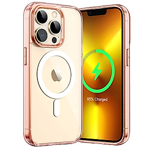 JETech Magnetic Case for iPhone 13 Pro Max 6.7-Inch Compatible with MagSafe Wireless Charging, Shockproof Phone Bumper Cover, Anti-Scratch Clear Back (Rose Gold)