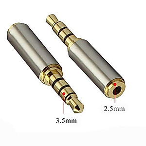2 Pack 3.5mm Male to 2.5mm Female Audio Adapter Gold Plated Aux Auxiliary Plug Splitter 3 Ring Jack Support Converter Headphone Earphone Headset Stereo or Mono