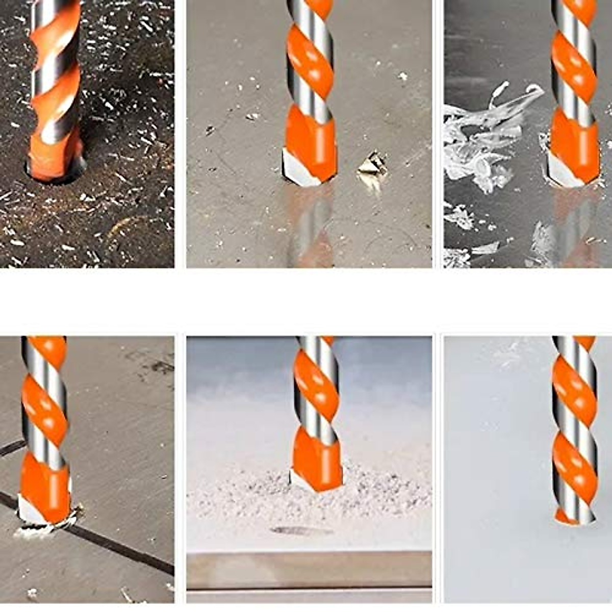 5Pcs Drill Bit Set (6/6/8/10/12mm) Carbide Alloy Multifunctional Drill Bit Set for Tile,Concrete, Brick, Glass, Plastic and Wood