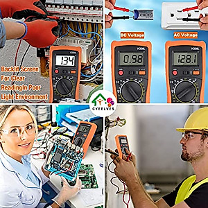 Digital Multimeter, Multimeter with AC DC Voltmeter & Ohm Volt Amp Tester, Multifunction Battery Tester, Pocket Meter with Backlight Tests Wire, Voltage Tester Measure Voltage Current Resistance Diode