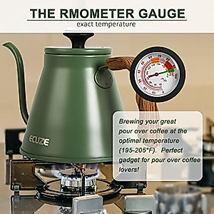 ECUZE Gooseneck Kettle With Thermometer for Stove Top, 40oz Coffee Kettle, Premium Food Grade Stainless Steel, Works On Stove And Any Heat Source, Pour Over Kettle for Tea and Coffee (blackish green)